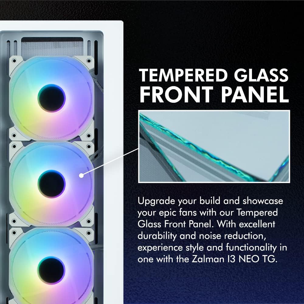 Zalman i3 Neo TG Mid-Tower PC Case w/ 4 x Infinity Mirror AGRB Fans ...