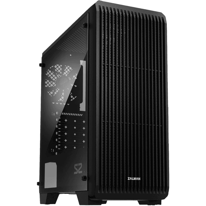 Zalman S2 ATX Mid-Tower PC Case 3 x Fans Pre-installed w/ Acrylic Side ...