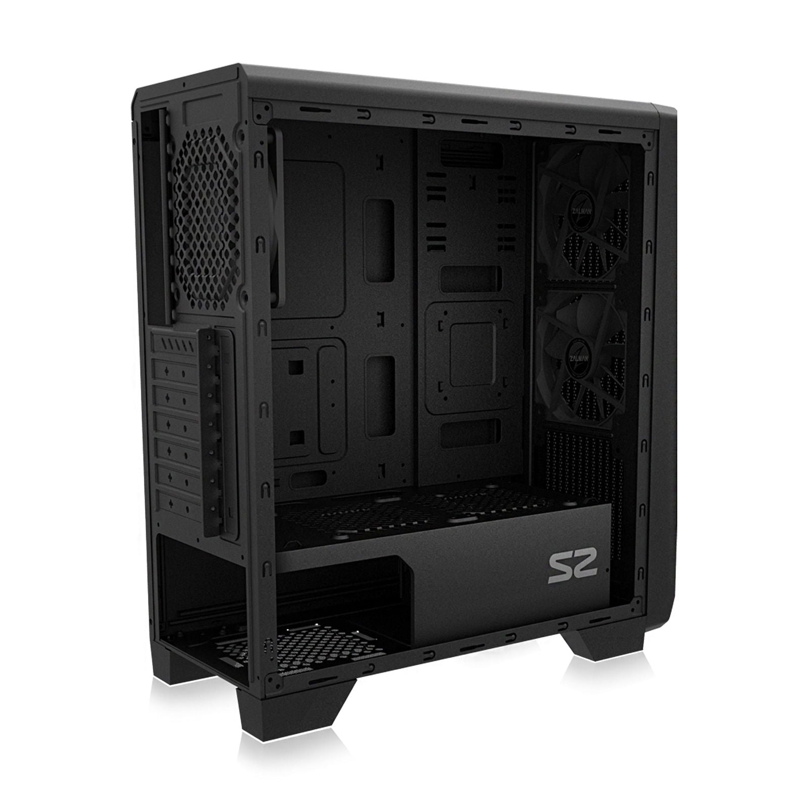 Zalman S2 ATX Mid-Tower PC Case 3 x Fans Pre-installed w/ Acrylic Side ...
