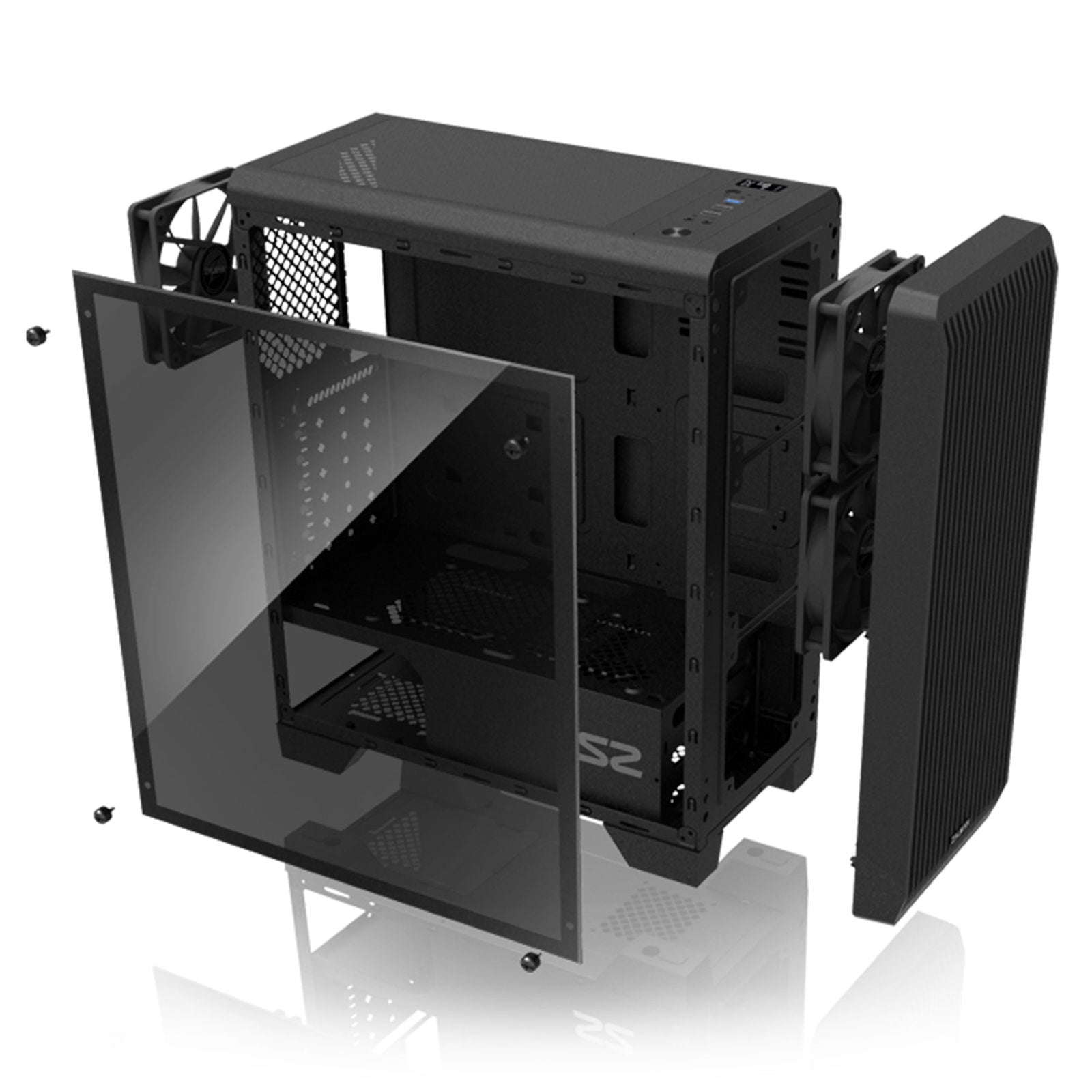 Zalman S2 ATX Mid-Tower PC Case 3 x Fans Pre-installed w/ Acrylic Side ...