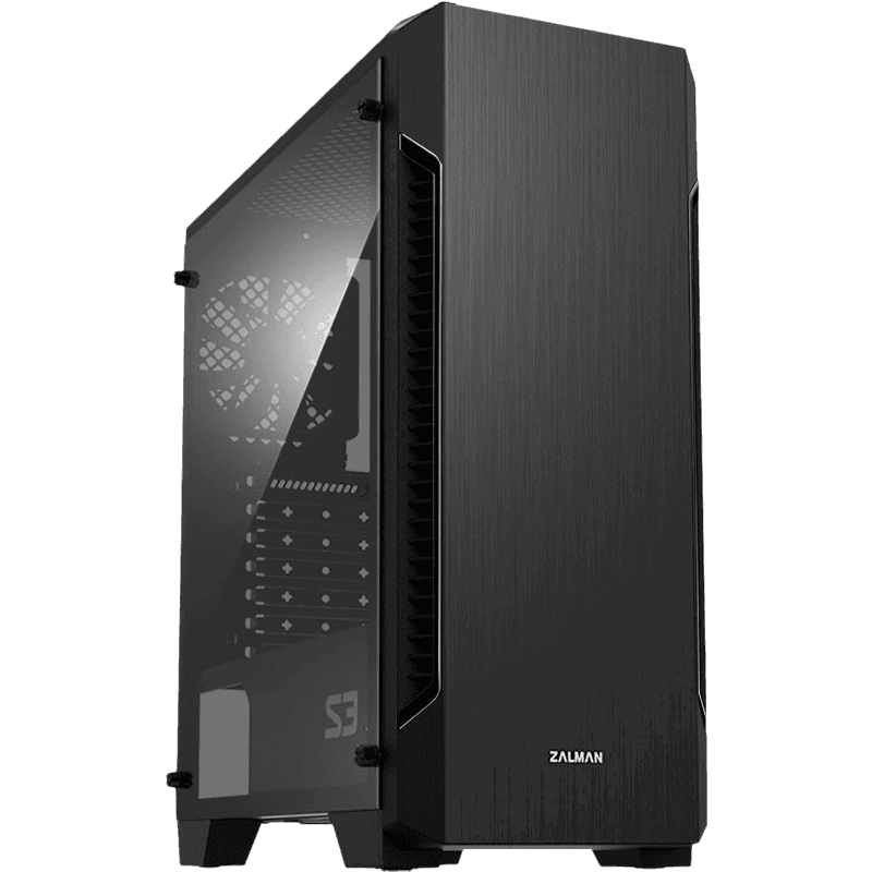 Zalman S3 ATX Mid-Tower PC Case 3 x Fans Pre-installed w/ Acrylic Side ...