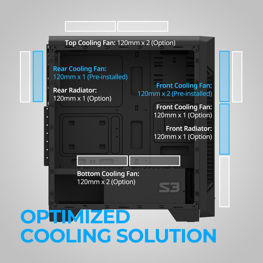 Zalman S3 ATX Mid-Tower PC Case 3 x Fans Pre-installed w/ Acrylic Side ...