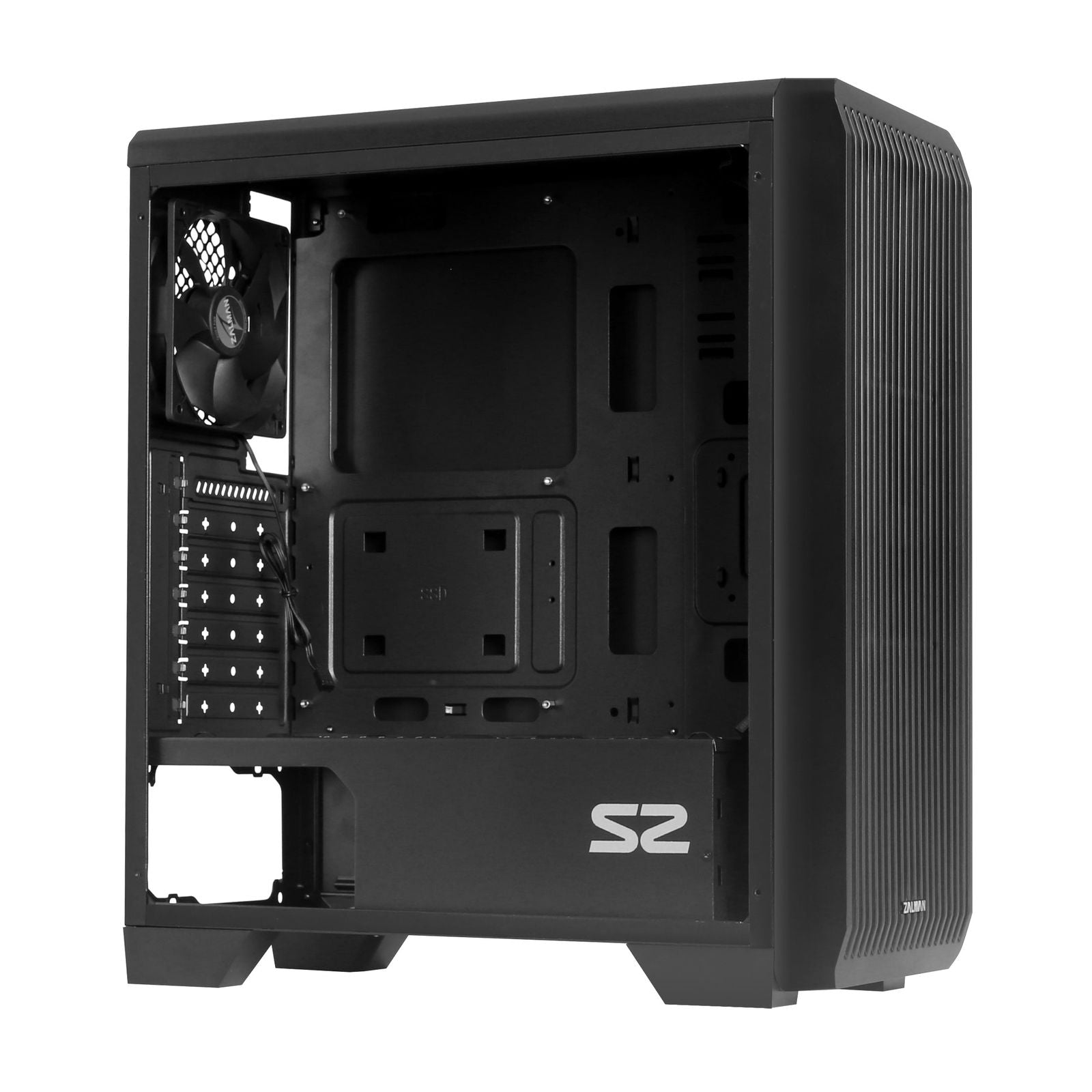 Zalman S2 TG ATX Mid-Tower PC Case 3 x Fans w/ Tempered Glass Side Pan ...