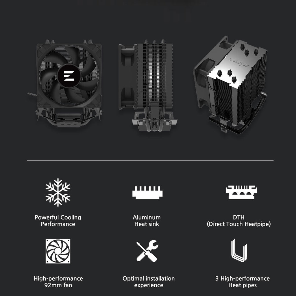 Zalman CNPS 4X Black Edition CPU Air Cooler, LGA1700 & AM5, 92mm Fan ...