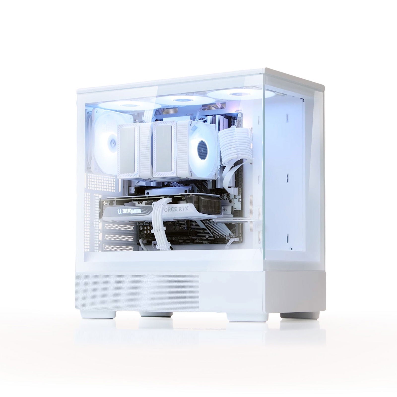 Zalman P10 mATX Gaming PC Case, Panoramic Glass, 1 x PWM ARGB Fan - Wh ...