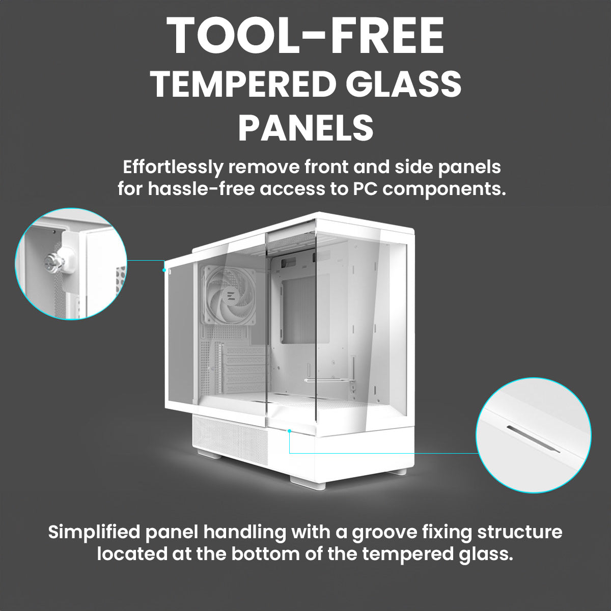 Zalman P10 mATX Gaming PC Case, Panoramic Glass, 1 x PWM ARGB Fan - Wh ...