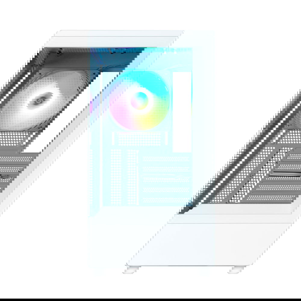 Zalman P10 mATX Gaming PC Case, Panoramic Glass, 1 x PWM ARGB Fan - Wh ...