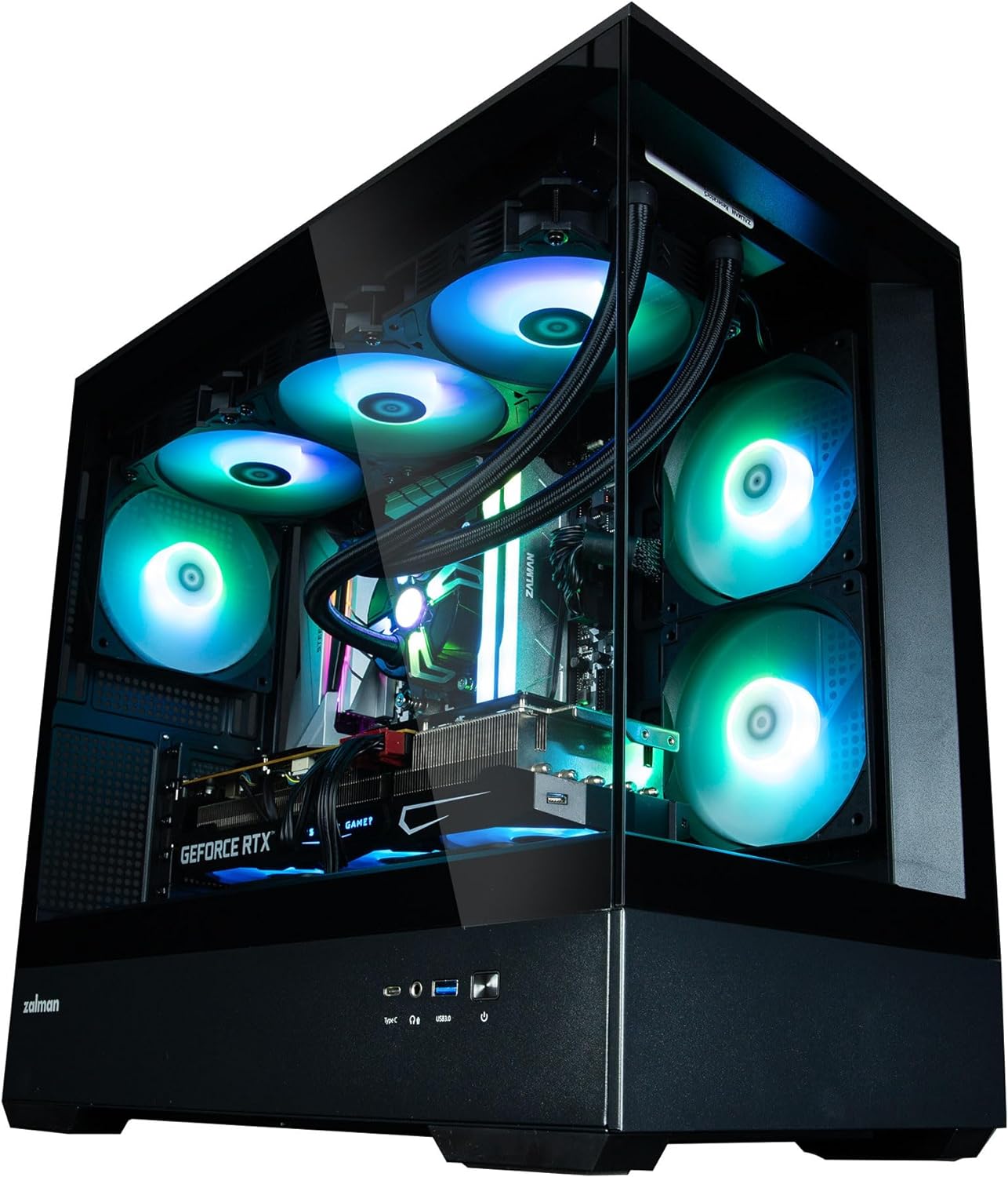 Zalman P30 mATX Mini-Tower PC Case Panoramic Glass 3 x ARGB Fans - Bla ...