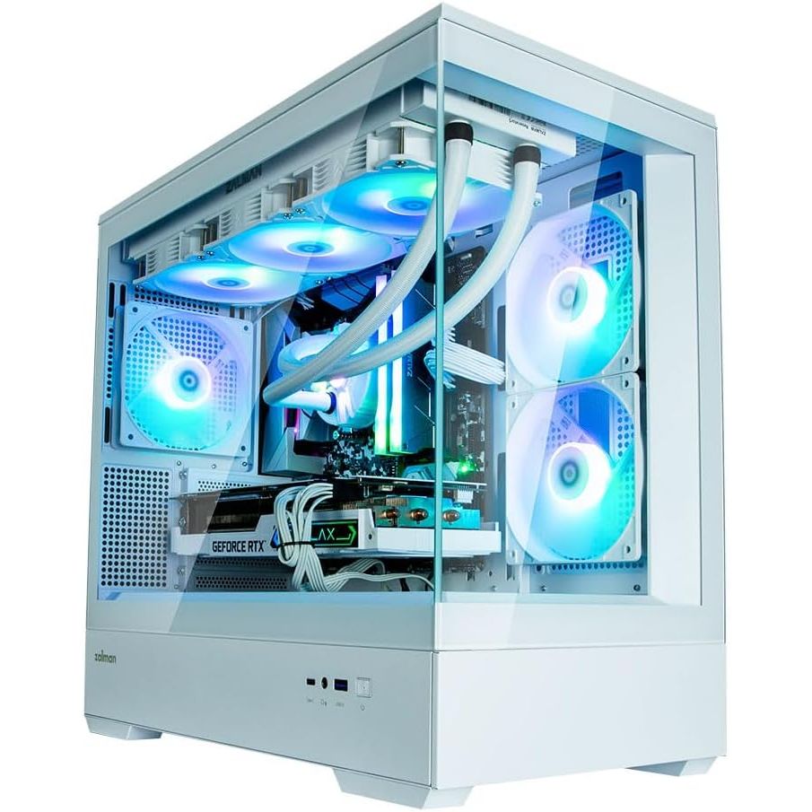 Zalman P30 mATX Mini-Tower PC Case Panoramic Glass 3 x ARGB Fans - Whi ...