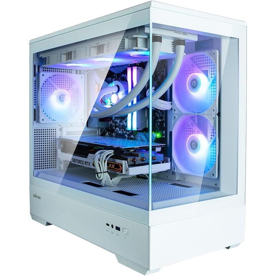Zalman P30 mATX Mini-Tower PC Case Panoramic Glass 3 x ARGB Fans - Whi ...