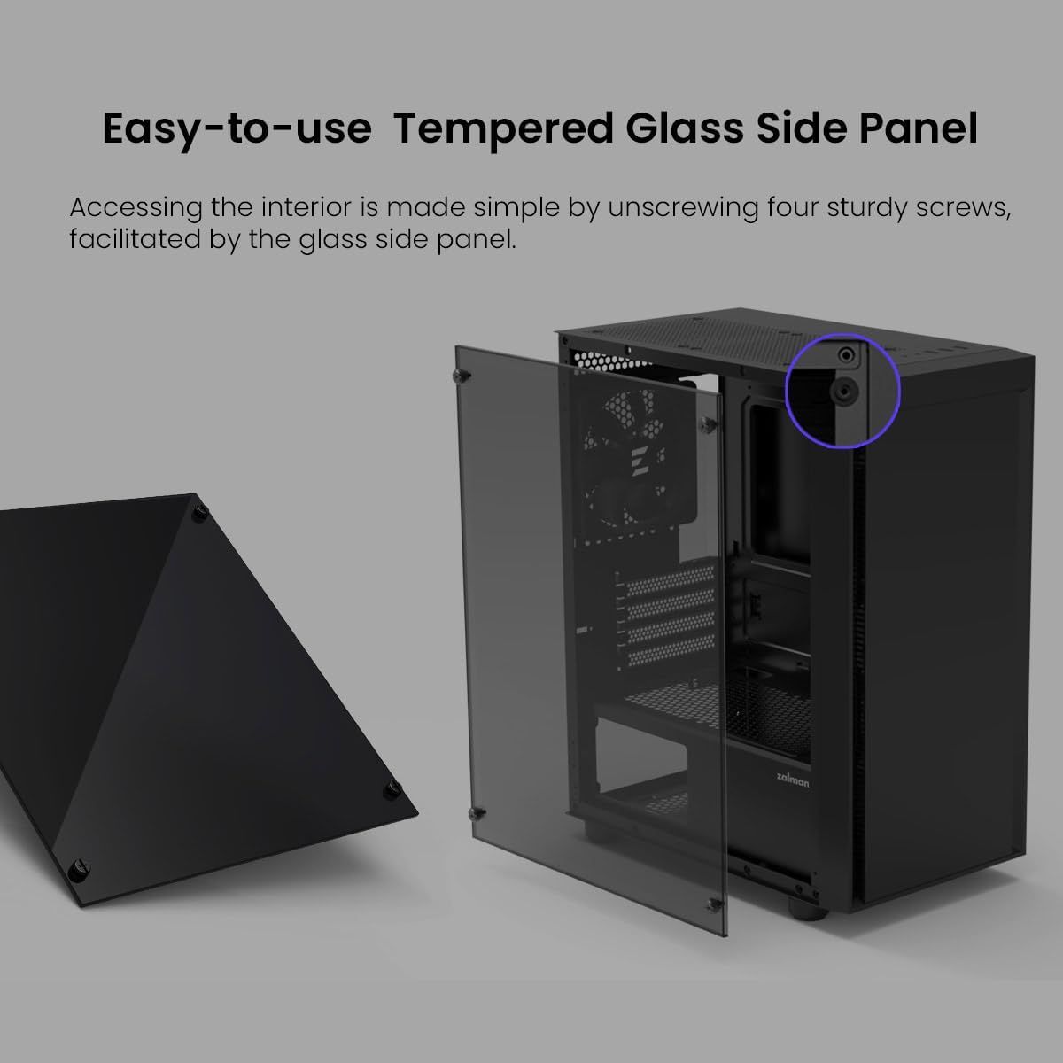 Zalman T3 Compact mATX Mini-Tower Gaming PC Case, 2 x Fans Pre-install ...