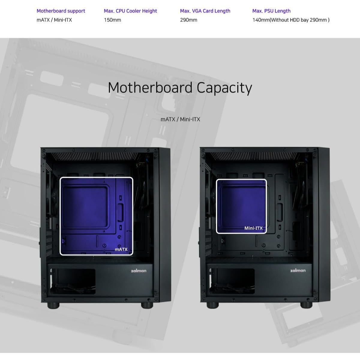 Zalman T3 Compact mATX Mini-Tower Gaming PC Case, 2 x Fans Pre-install ...