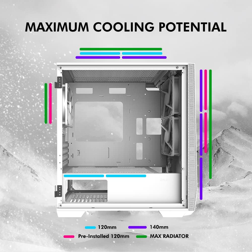 Zalman Z1 Iceberg mATX Mini-Tower PC Case 3 x Fans Pre-installed - Whi ...