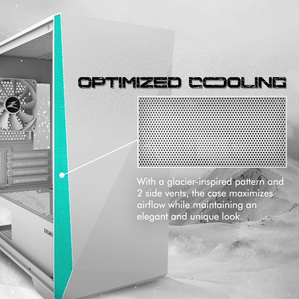 Zalman Z1 Iceberg mATX Mini-Tower PC Case 3 x Fans Pre-installed - Whi ...